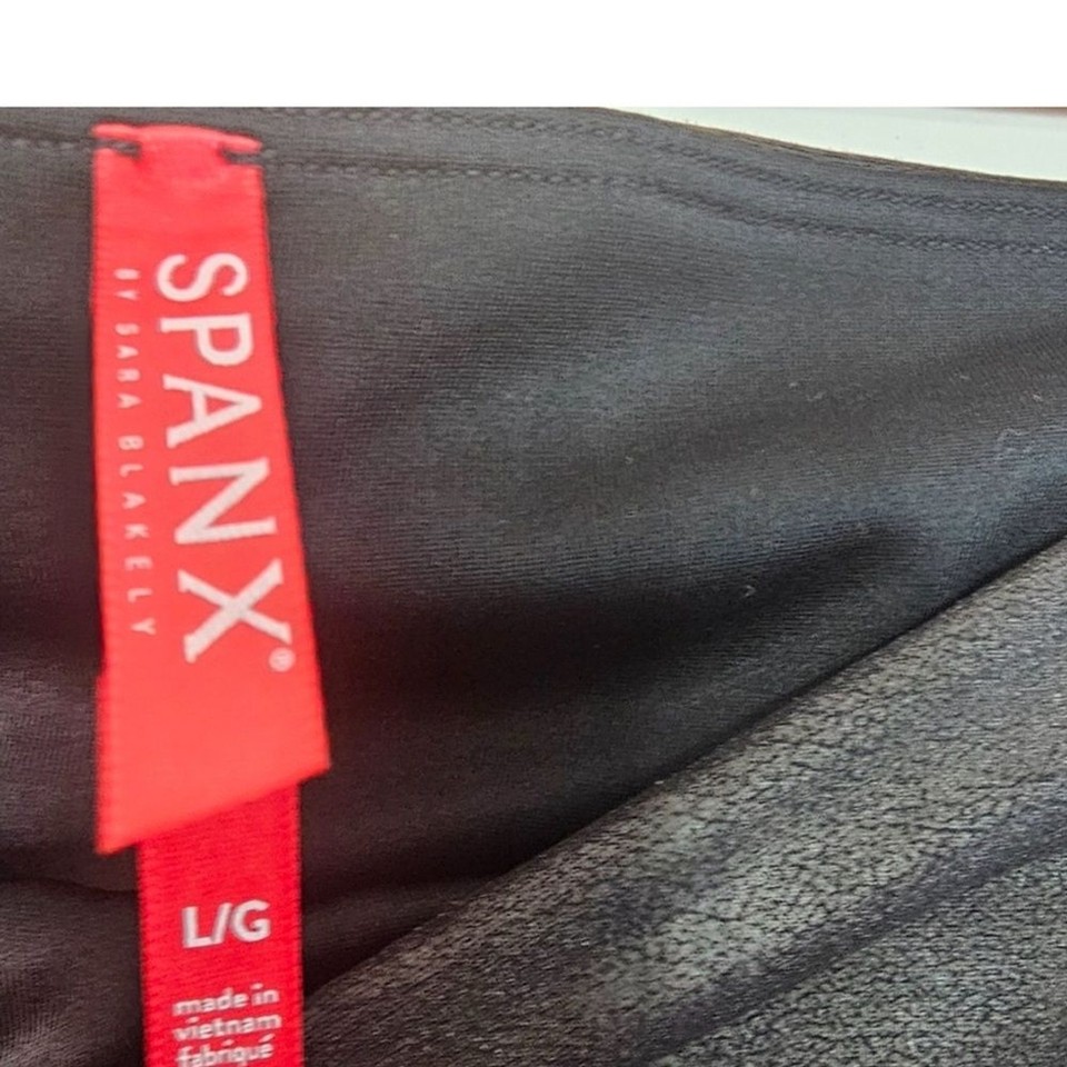 Spanx Faux Leather NEW Side Stripe Leggings size L | eBay