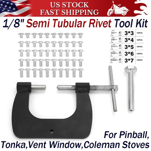 1/8" Semi Tubular Rivet Tool Kit For Pinball, Tonka, Vent Window ...