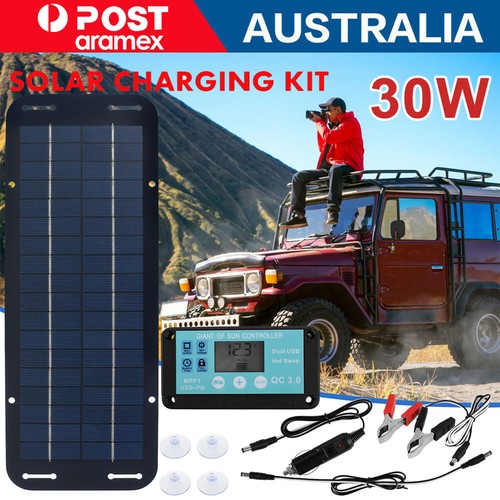 Solar Powered Panel Trickle Charger 12V 30W Battery Controller for RV ...
