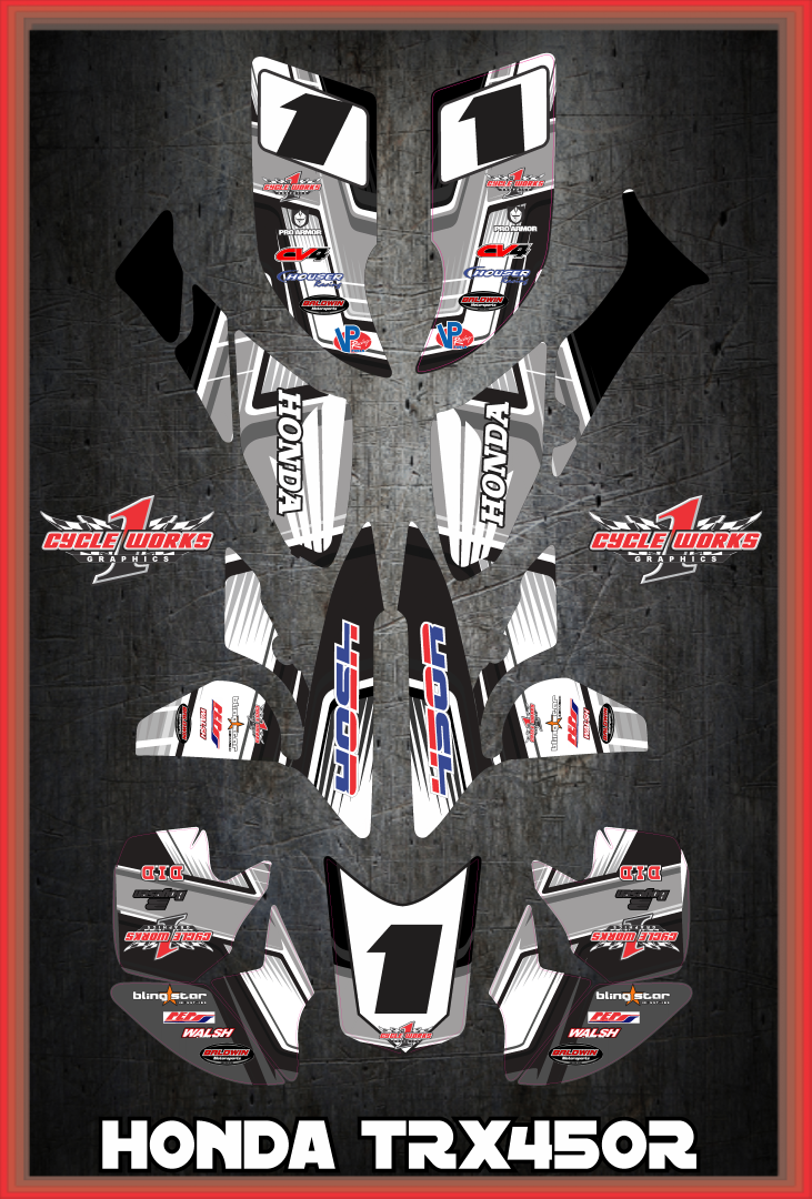 TRX 450R graphics sticker kit for Honda Quad SEMI CUSTOM GRAPHICS ...