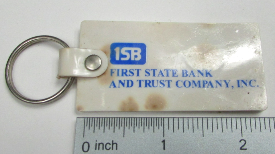Vtg 1SB First State Bank & Trust Key Chain Fob Ring Advertising Novelty ...
