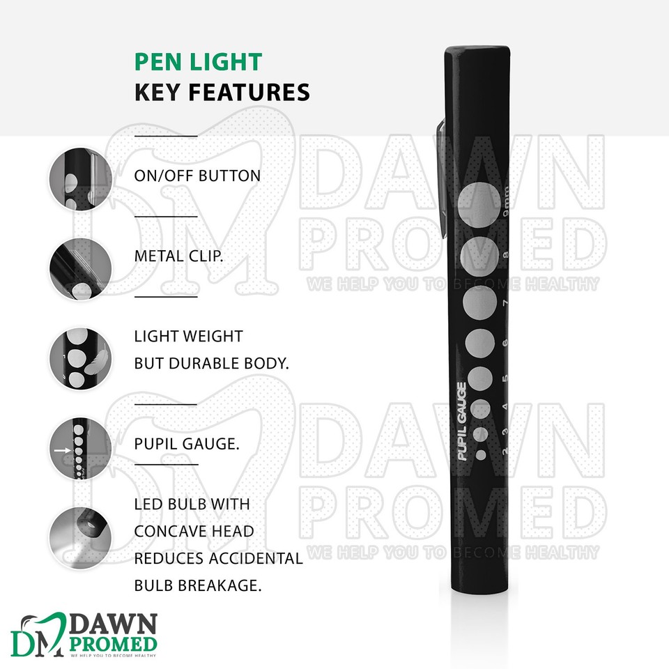 Pen Light 6-Pack Set - Colorful Pupil Gauge Penlights for Nurse Doctor ...