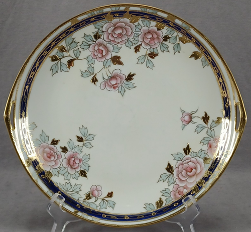 Nippon Hand Painted Pink Roses Cobalt & Beaded Cold Cake Plate C. 1911 ...