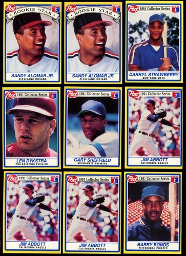 1991 Post Cereal Baseball Lot of (9) cards Barry Bonds, Darryl ...