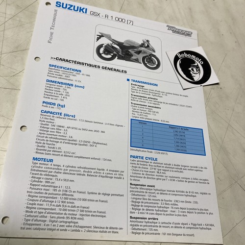 Suzuki GSX-R 1000 2007 GSX-R 1000 Motorcycle Technical Sheet ETAI GSXR ...