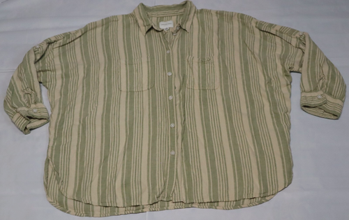 American Eagle Womens Oversized Beach Button Up Shirt Linen Blend Size ...