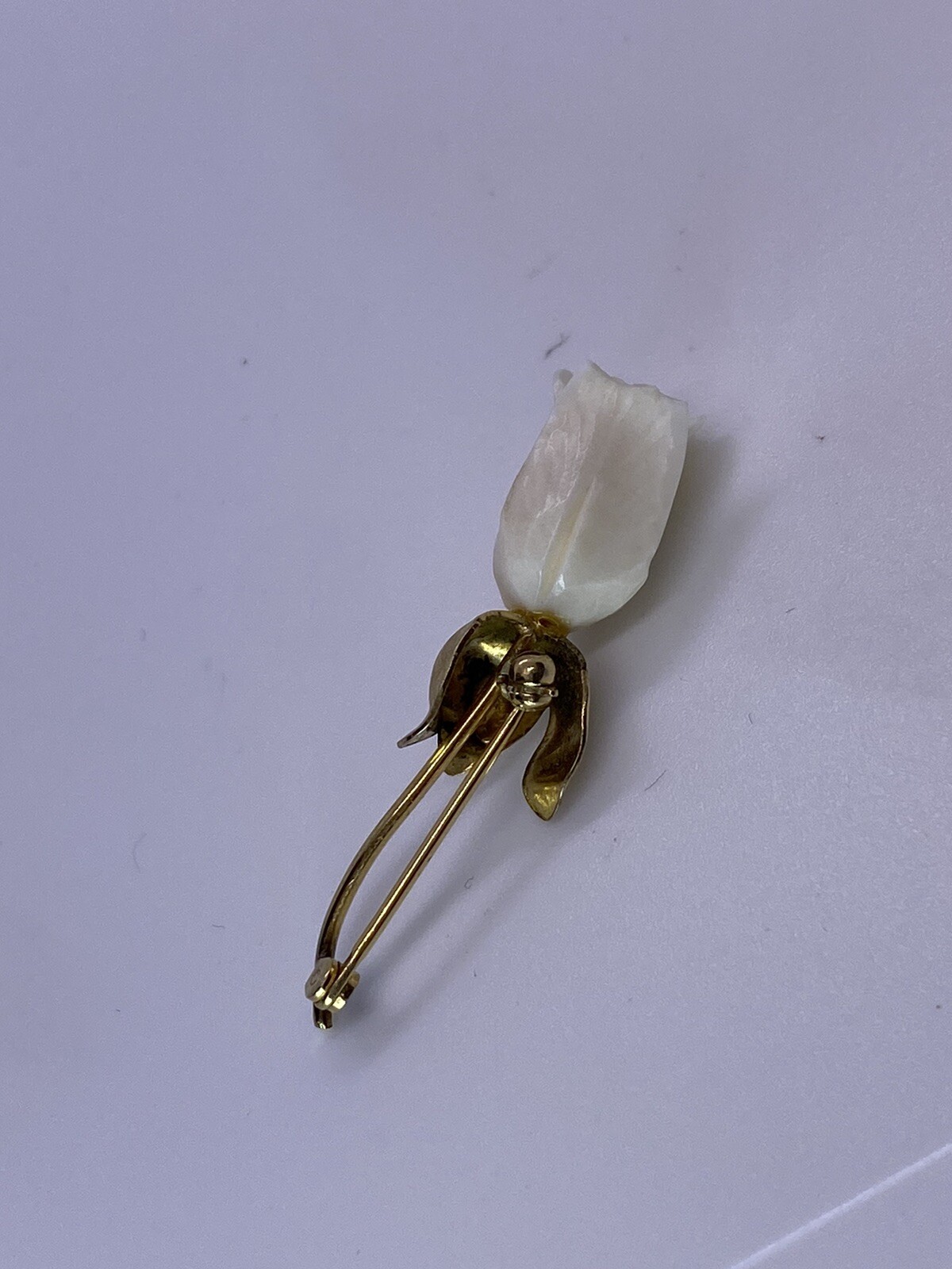 Vintage WELLS 14k GOLD FILLED rose flower pin brooch - Gem