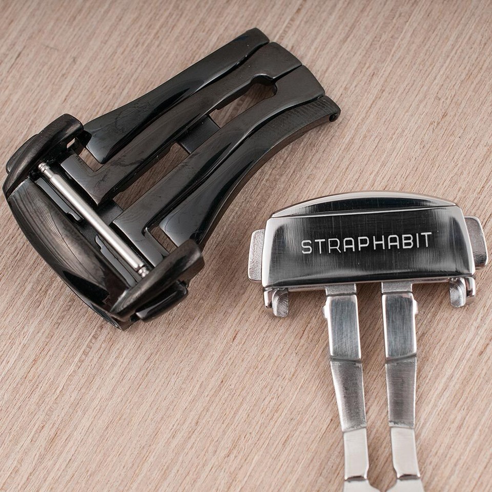 Single Fold Deployant Watch Buckle Clasp Deployment Silver Black ...