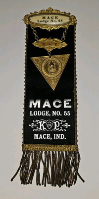 Antique KNIGHTS of PYTHIAS RIBBON - 2 sided - MACE, INDIANA - Lodge 55 ...