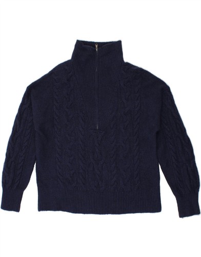 J. CREW Womens Zip Neck Jumper Sweater UK 14 Medium Navy Blue YU05 | eBay