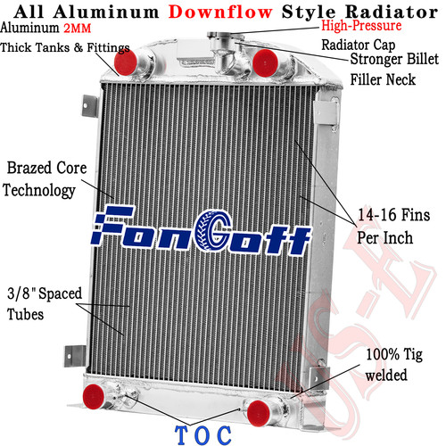 3 Rows Aluminum Radiator For 1930 1931 1932 Ford Model A Flathead V8 ...