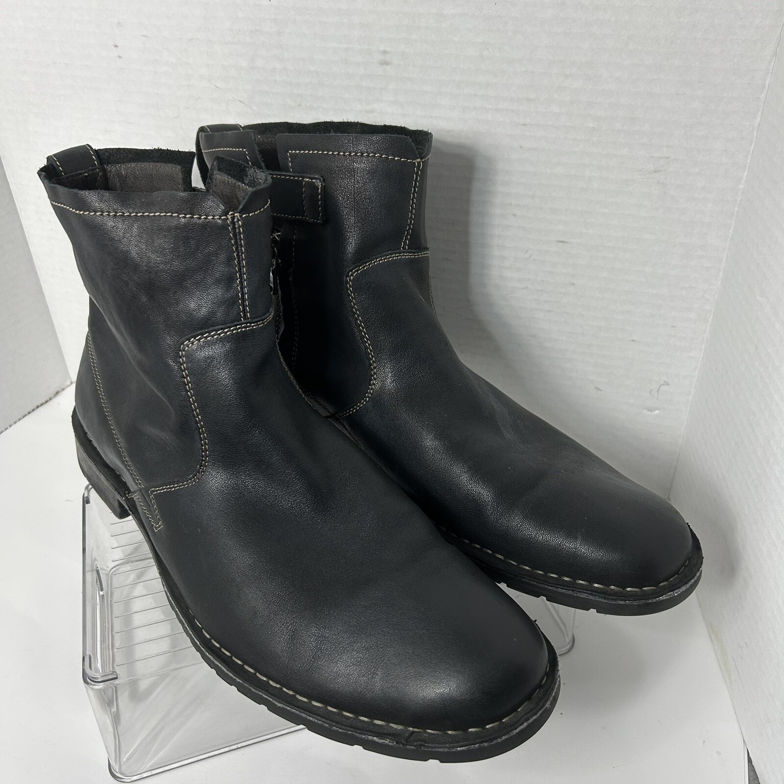 John Varvatos Chelsea Boots Italian Leather Black 12M… - Gem