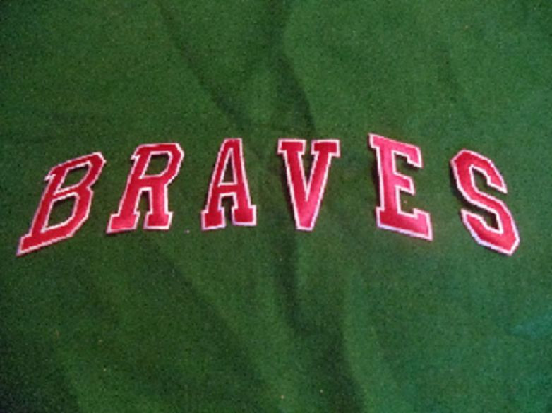 "Braves" iron on team patch 2 1/2" tall letters individual | eBay