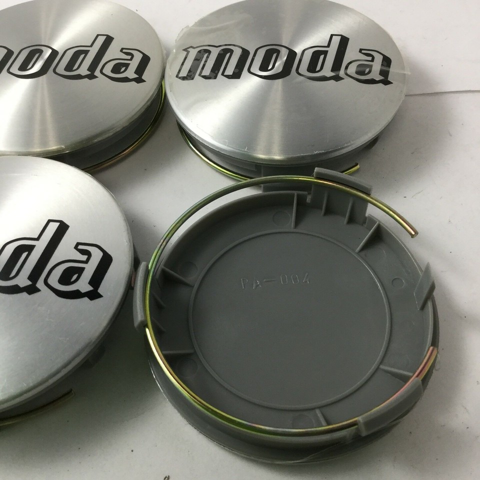 Set 4 Moda Snap In 75mm Wheel Center Hub Caps Silver Machined PA-004 ...