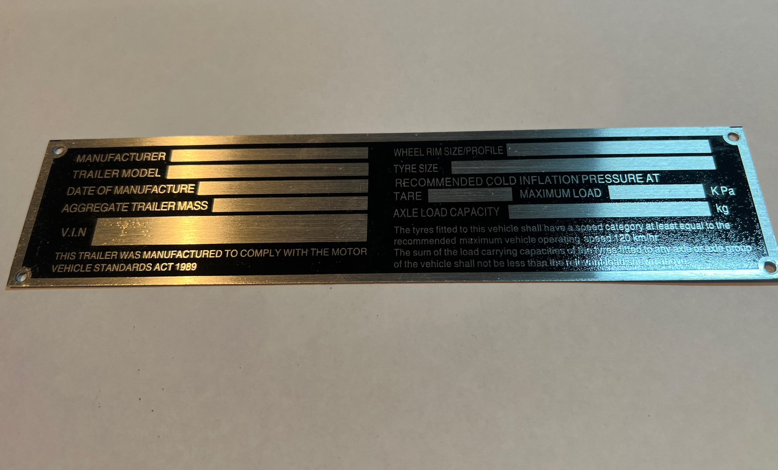 Trailer Vin Plate Blank 170x40mm Aluminium With Mounting Holes | eBay ...