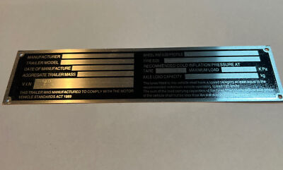 Trailer Vin Plate Blank 170x40mm Aluminium With Mounting Holes | eBay ...