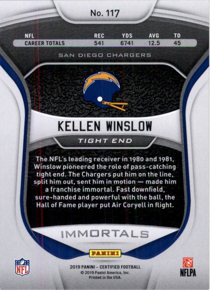 2019 Certified Mirror Orange #117 Kellen Winslow IMM /199 - NM-MT | eBay