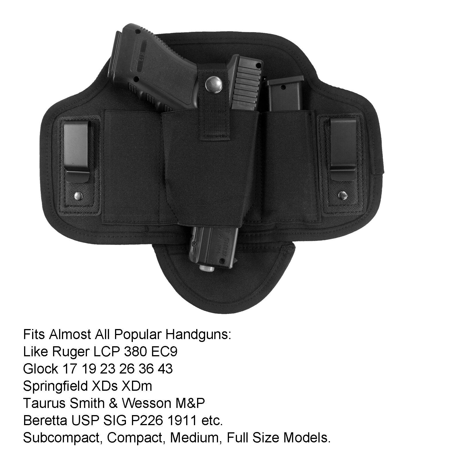 Tactical Pancake IWB Concealed Carry Gun Holster with 2 Mag Pouch ...