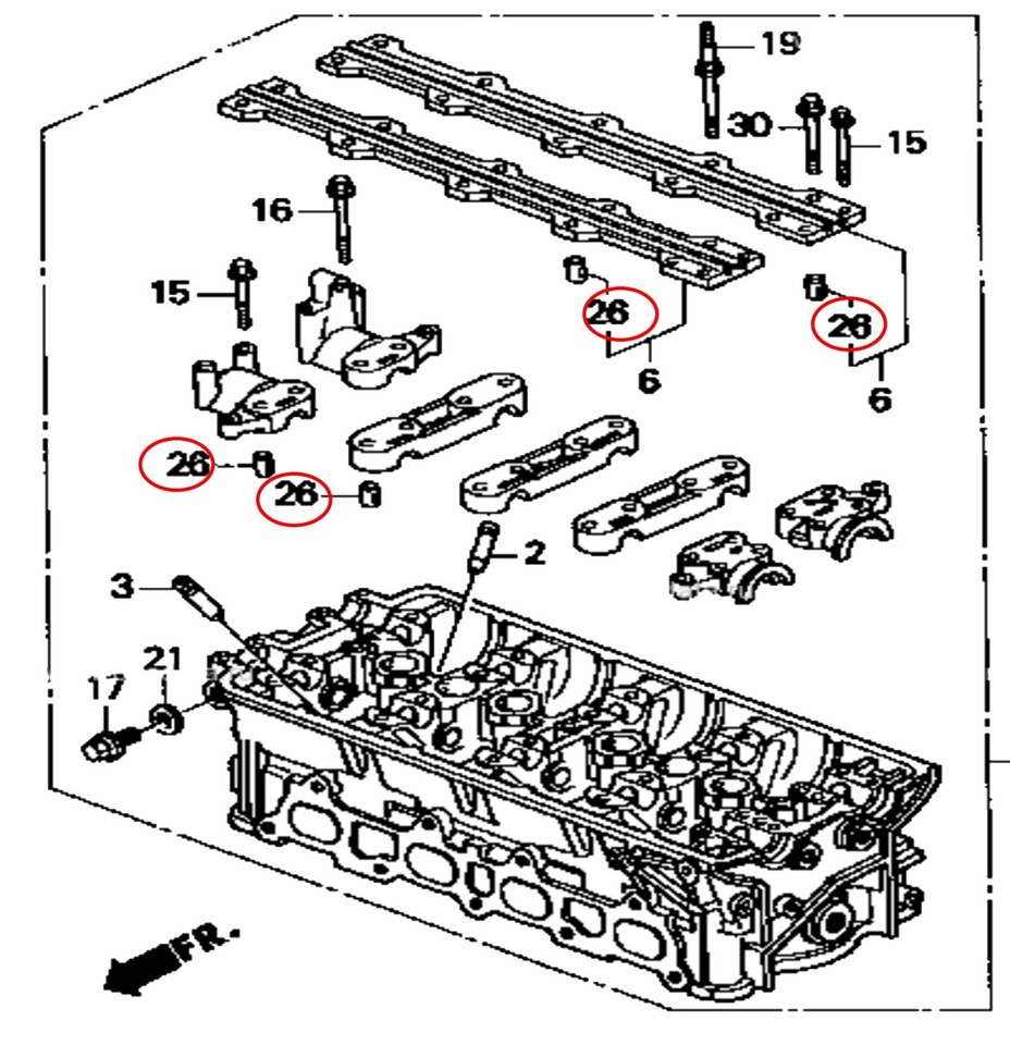 HONDA 99-00 CIVIC Si EM1 B16A2 Cylinder Head Dowel Pin M10×12 18pcs Set ...