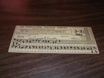 MARCH 1934 PENNSYLVANIA RAILROAD PRR TRENTON, NJ COMMUTATION TICKET | eBay