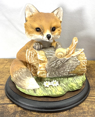 Vintage 1986 HOMCO Fox & Snail Figurine Masterpiece Porcelain Made in ...