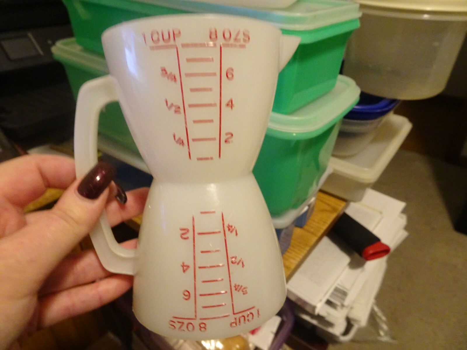 Vtg TUPPERWARE Twin/Double 2-Sided Measuring Cup 2 in 1 Wet/Dry Pitcher ...