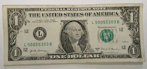 2017A $1 FEDERAL RESERVE BANKNOTE TRINARY NOTE FANCY SERIAL # L ...