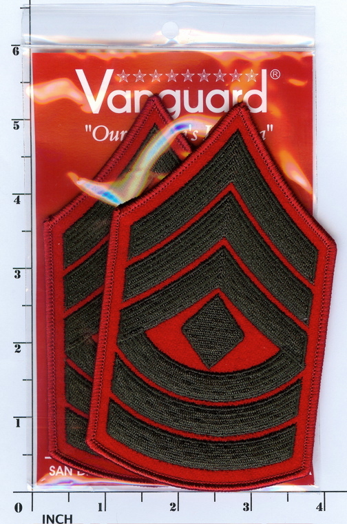 USMC Marines FEMALE First Sergeant Chevrons 1stSgt E8 green/red PATCH ...
