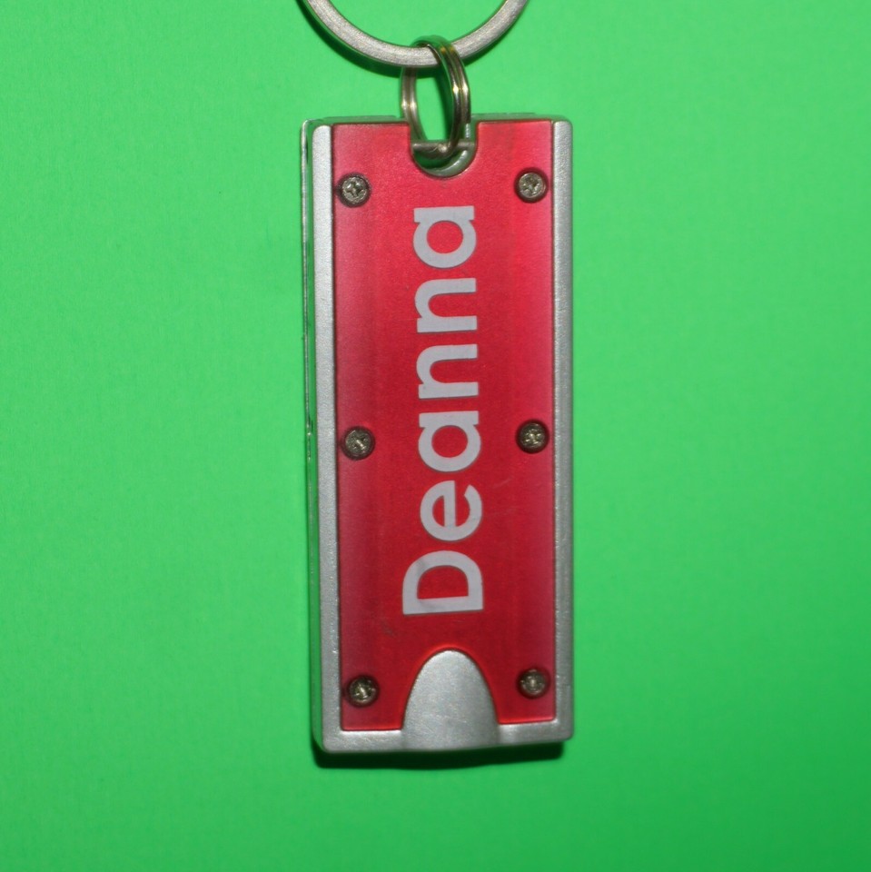 Personalized Keychain Light Up Key Ring Choose Name Colorful Mini Flash ...
