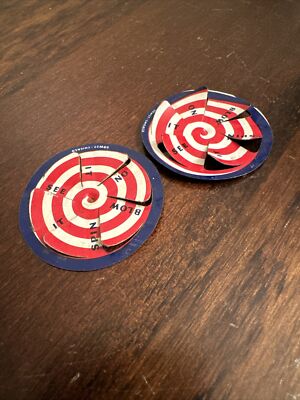 2 VTG "DOWST CHICAGO" CRACKER JACK SPINNER TOYS RED/WHITE/BLUE Blow On ...