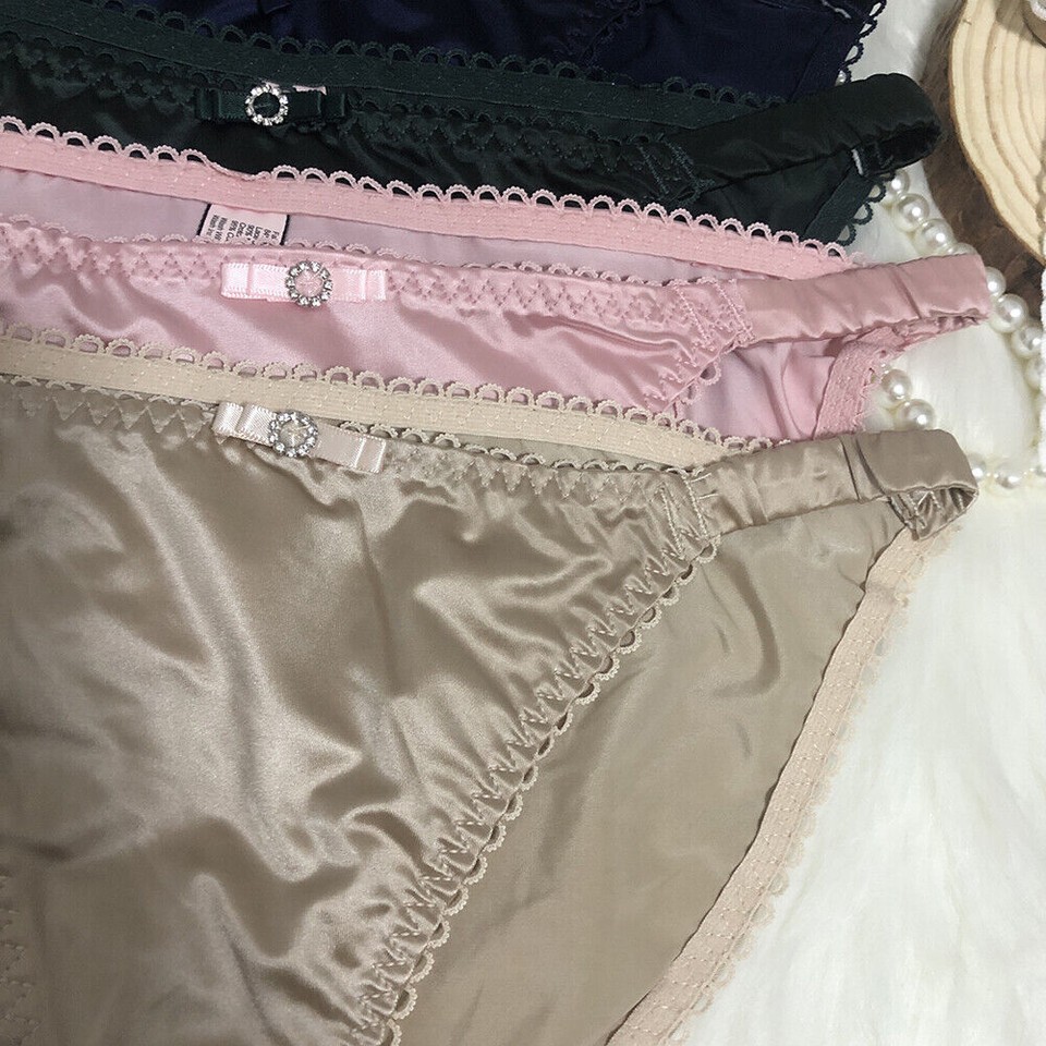 5 Pack Lot Women's Satin Panties Briefs Underwear Sexy String Bikinis ...