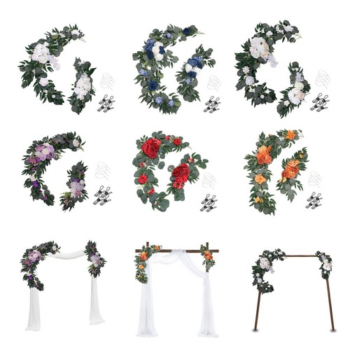 2 Pieces Artificial Flower Swag Wedding Welcome Sign Garlands Flower ...