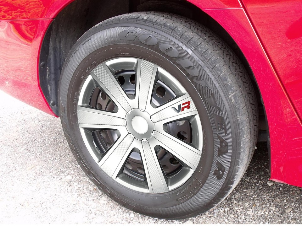 4 x 16" Alloy Look Grey VR Carbon Effect MultiSpoke Wheel Trims Hub ...