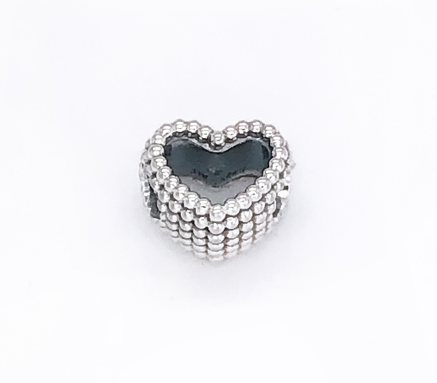 NEW Authentic PANDORA 925 ale Silver Beaded Openwork Heart Charm ...