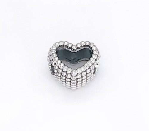 NEW Authentic PANDORA 925 ale Silver Beaded Openwork Heart Charm ...