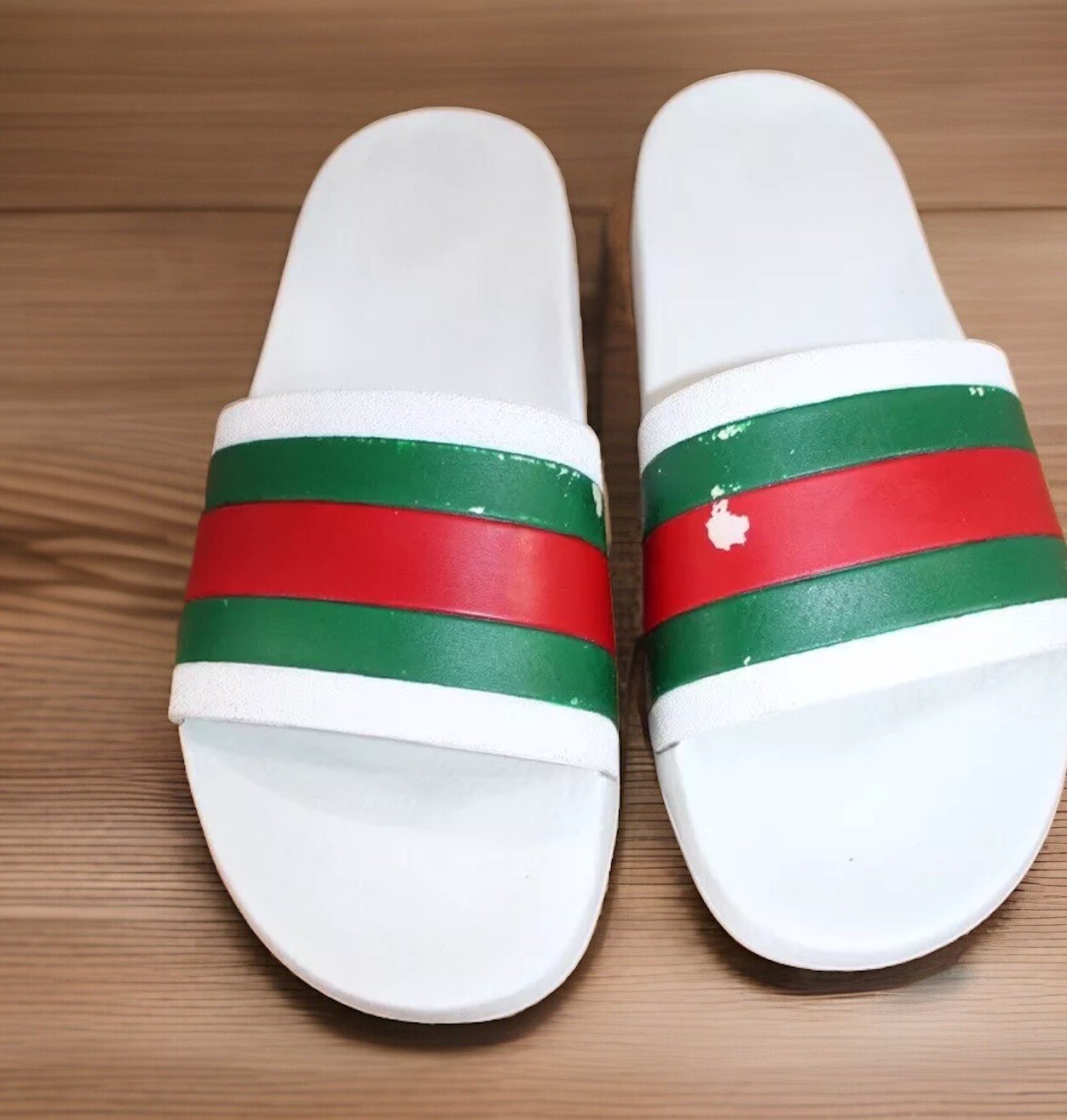 Gucci Pursuit 72 Pool Slide White Striped Men's Size … - Gem