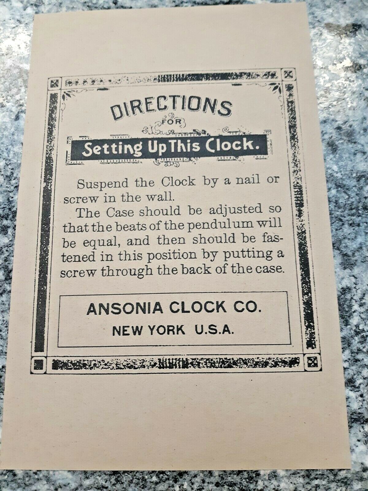 ANSONIA CLOCK LABELS FOR ANTIQUE CLOCK RESTORATION 5 STYLES | eBay
