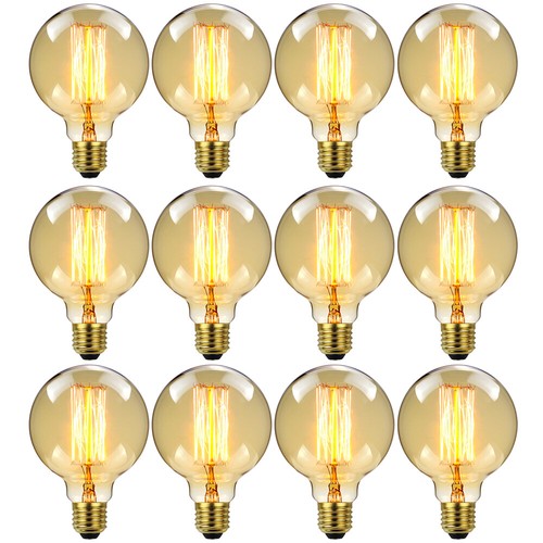 12 Pcs Vintage Filament Edison Bulb E27 Screw Tungsten Globe G95 40W Light Bulbs | eBay