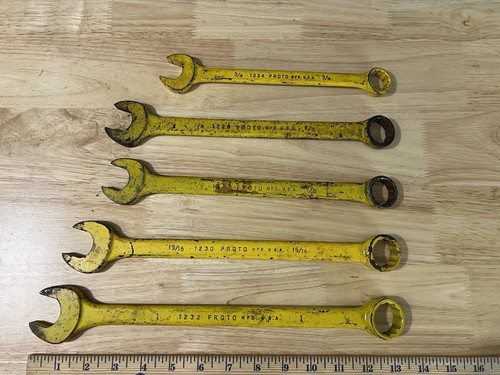 Proto Tools Combination Wrench 5 Piece Set Yellow Vintage USA | eBay