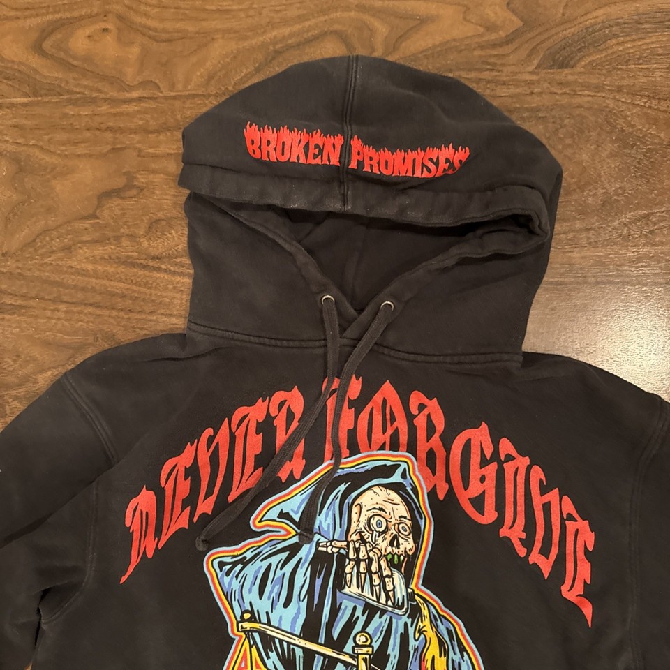 Broken Promises Graphic Hoodie Black Medium Punk Grunge Emo Skull ...