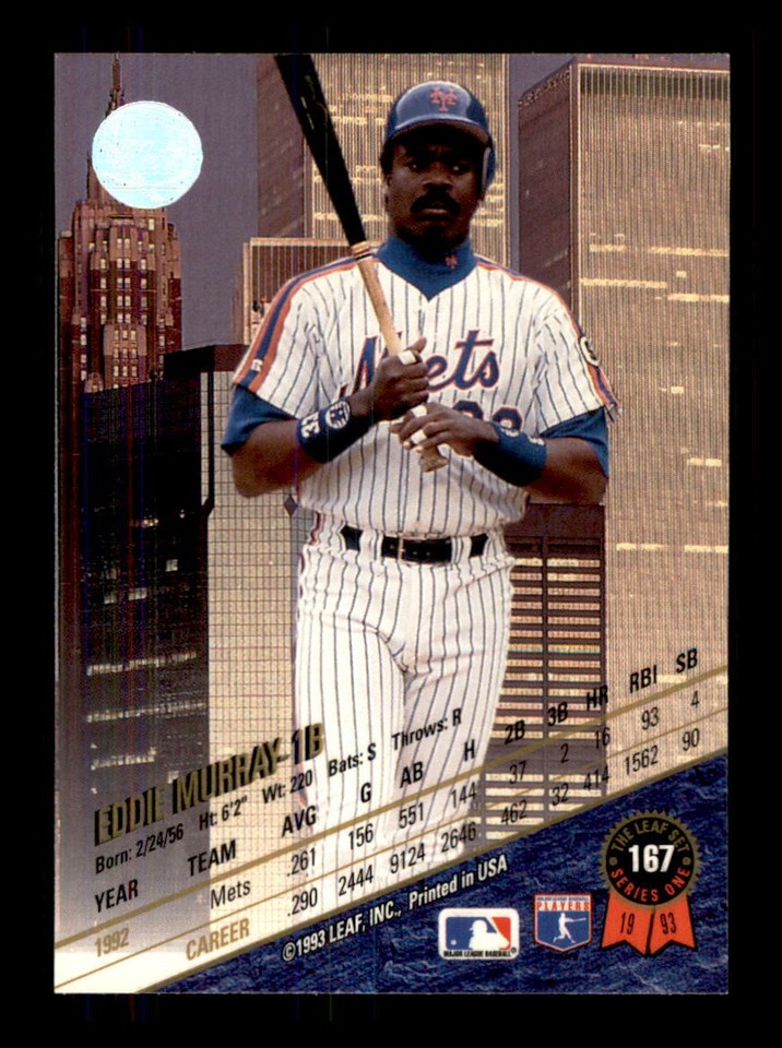 1993 BASEBALL 1993 Leaf Eddie Murray New York Mets #167 1 | eBay