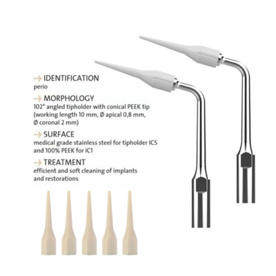 2pcs Ultrasonic Implant Clean Inserts Tips with 5pcs Peek Fit Satelec ...