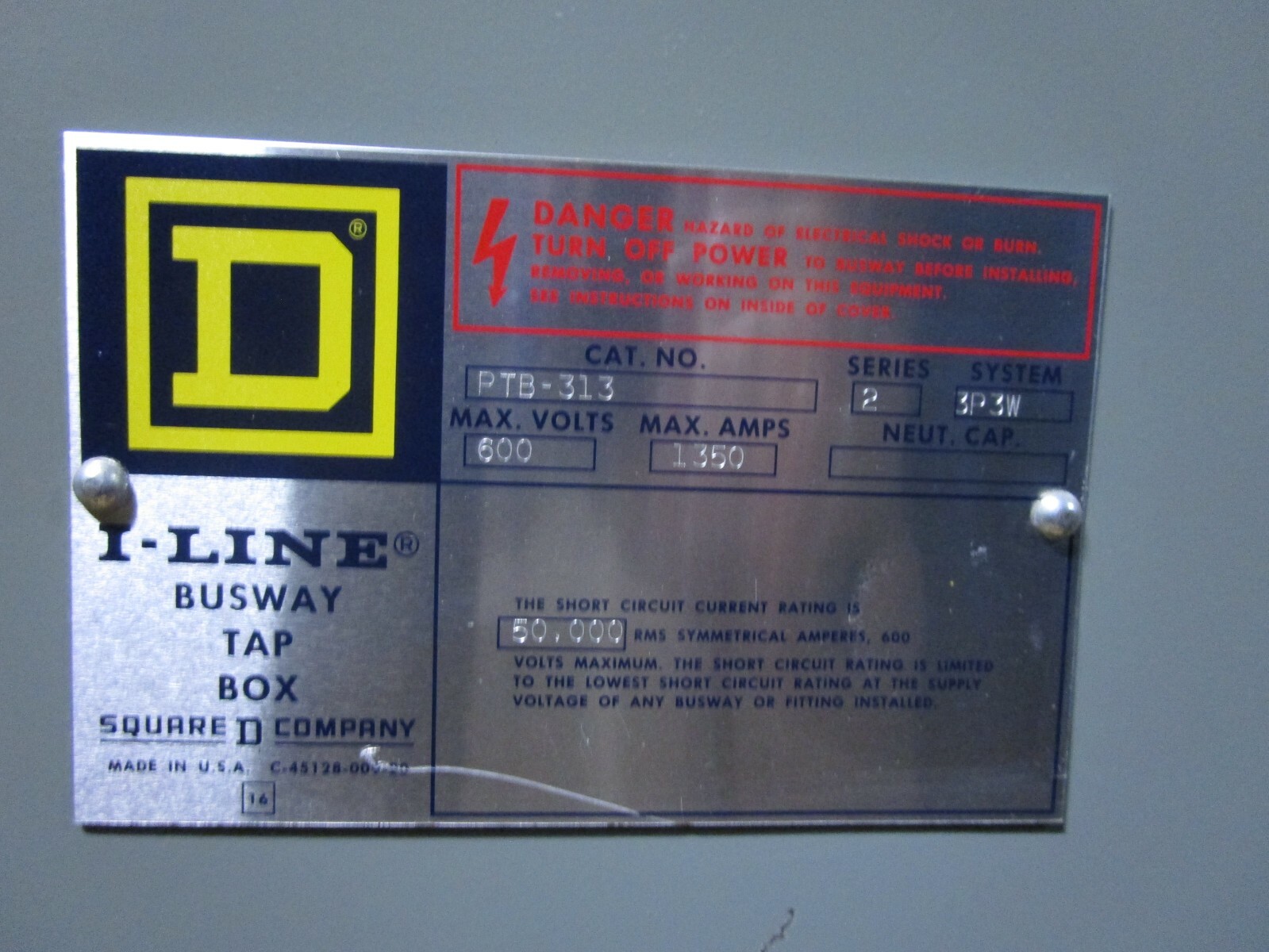 SQUARE D PTB-313 1350A AMP I-LINE BUSWAY TAP BOX SERIES 2 3P3W 600V | eBay