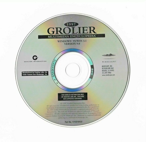 Mindscape 1997 Grolier interactive Multimedia Encyclopedia Win 95 & 3.1 ...