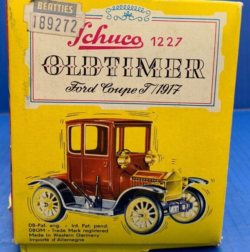 Vintage Schuco Oldtimer #1227 Tin Wind Up 1917 Ford Coupe T Mint in Box ...