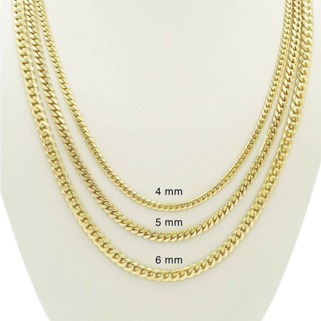 18K Gold over 316L Stainless Steel 5mm Cuban Link Curb Chain Necklace ...