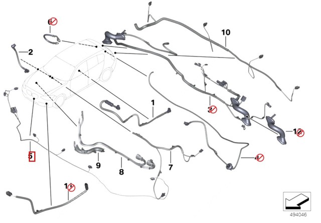 BMW 3 F30 Front PDC Parking Wiring Loom 61129326026 2014 Genuine for ...