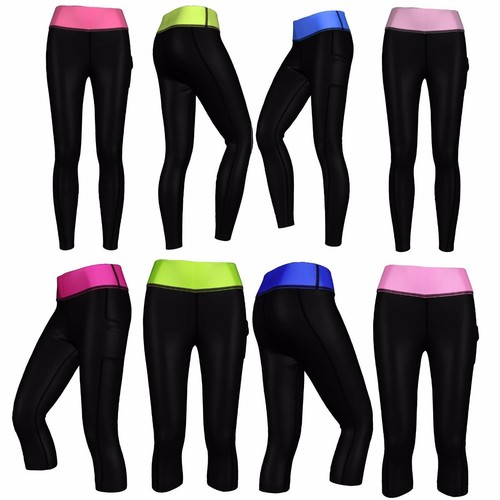 Compression Pants Womens Full Length 3/4 Running Skins Gym Black ...