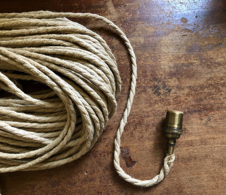 Natural Jute Rope Electrical Cord - Rustic Style Hemp Covered Lamp ...