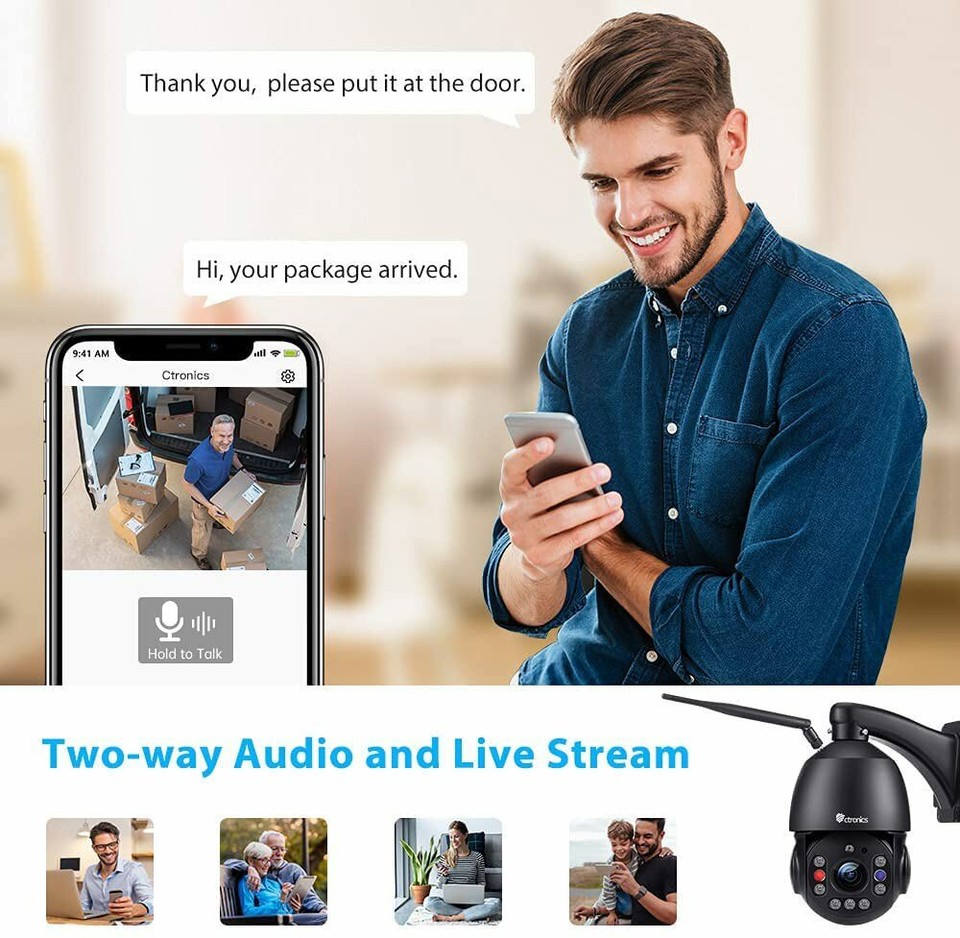 Ctronics 5MP 30X Optical Zoom Security Camera Outdoor, Large PTZ IP ...